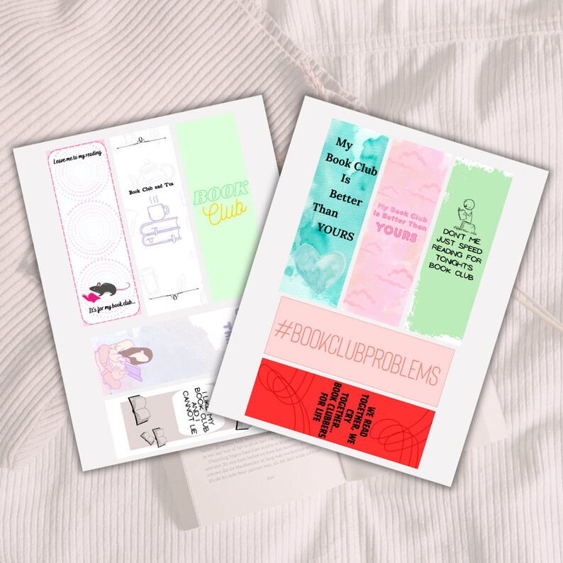 Book Club Bookmarks | 40 Printable Designs (PNG, JPEG, PDF) - Etsy