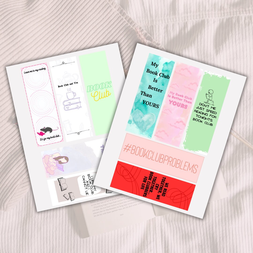 40 Book Club Bookmarks Printable | Bookmark PNG | Printable Bookmark ...