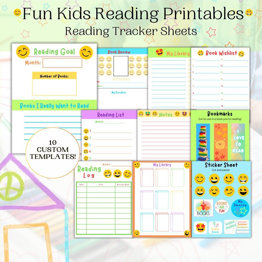 Kids Reading Printables Colorful Reading Tracker Sheets Easy Printable ...