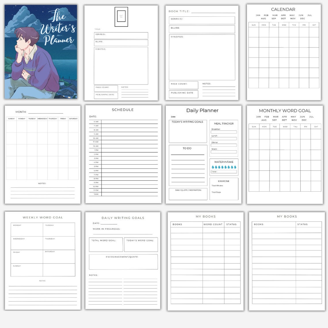 Simple Writer Planner Printable | Writing Planner | Digital Planner for ...