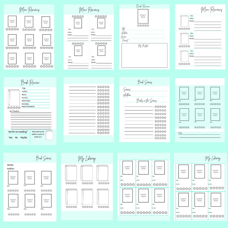 Book Review Sheets Printable Reading Tracker Sheets Easy - Etsy