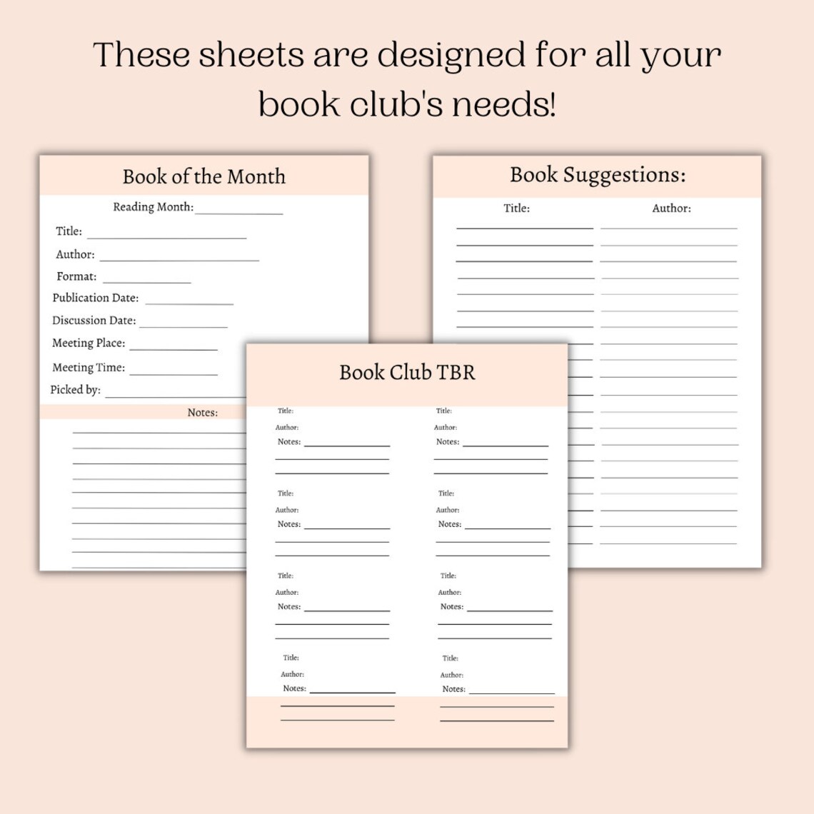 Book Club Sheets Printable | Reading Tracker Sheets | Easy Printable ...