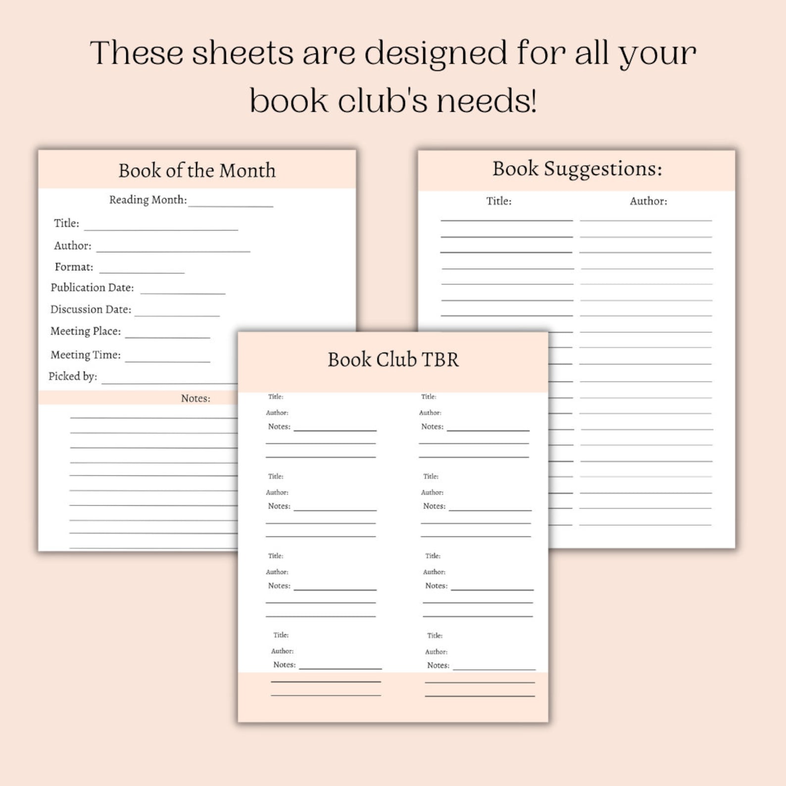 Book Club Sheets Printable | Reading Tracker Sheets | Easy Printable ...
