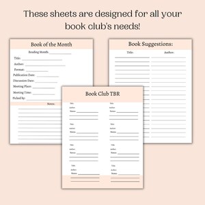 Book Club Sheets Printable | Reading Tracker Sheets | Easy Printable ...