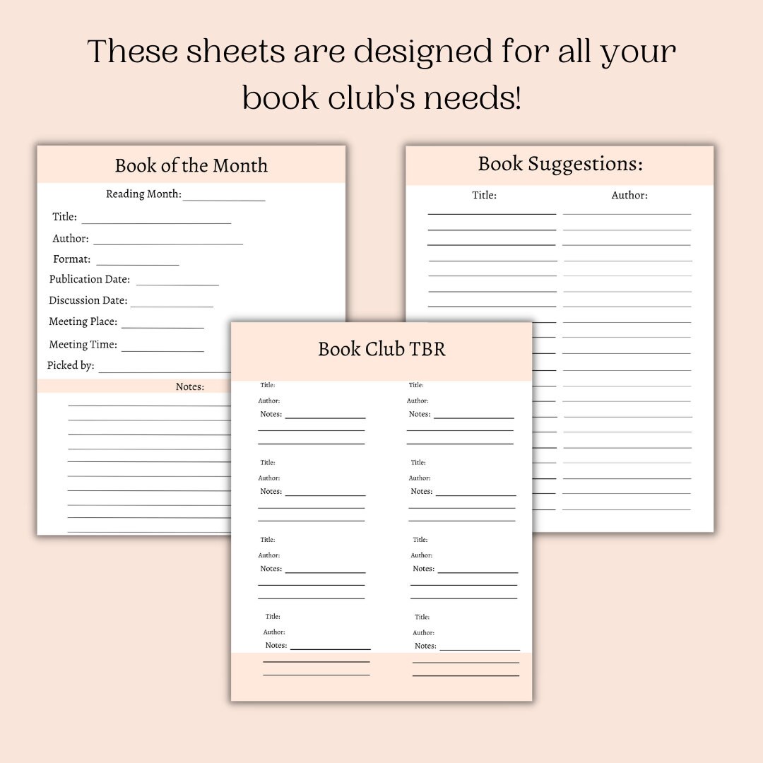 Book Club Sheets Printable | Reading Tracker Sheets | Easy Printable ...