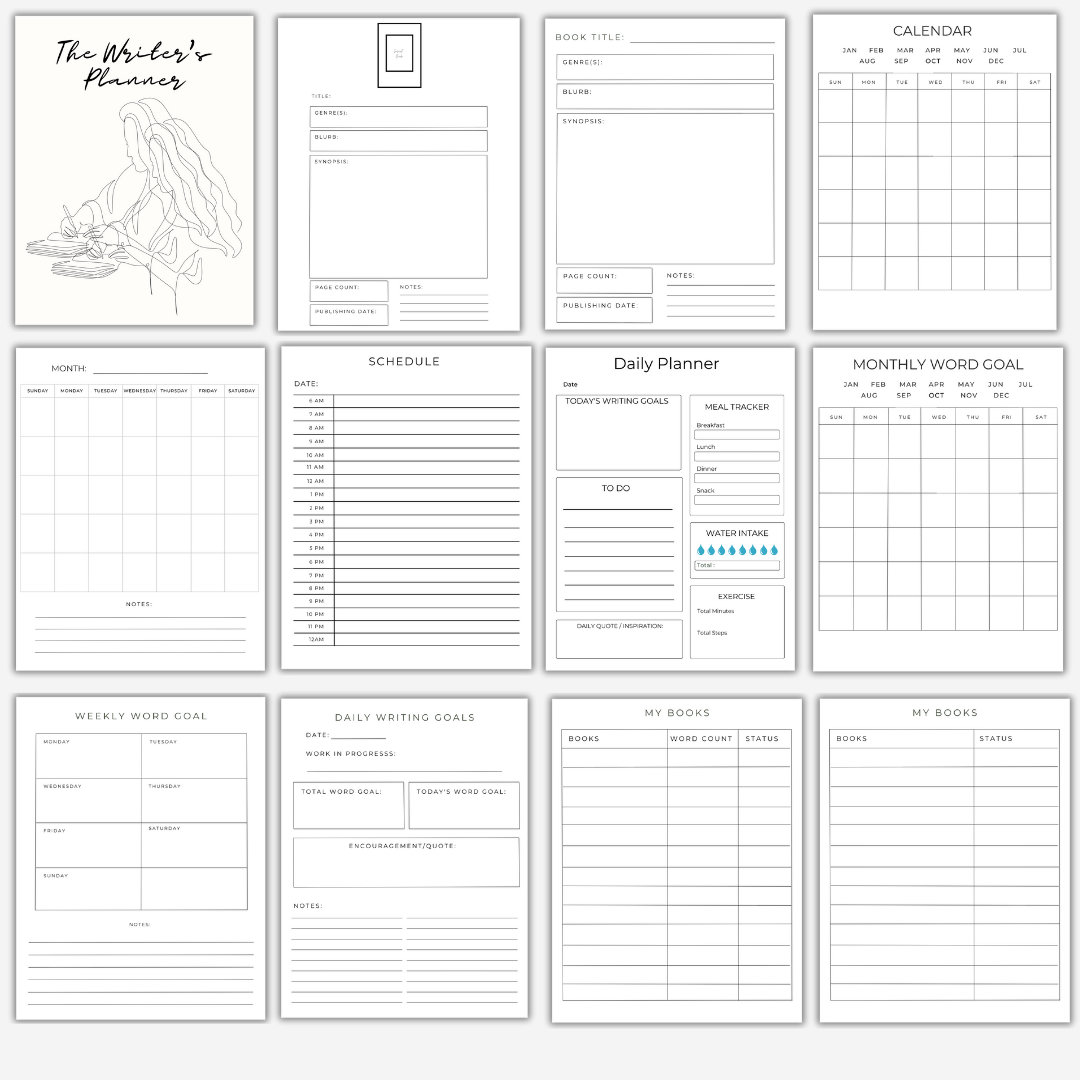 Simple Writer Planner Printable | Writing Planner | Digital Planner for ...