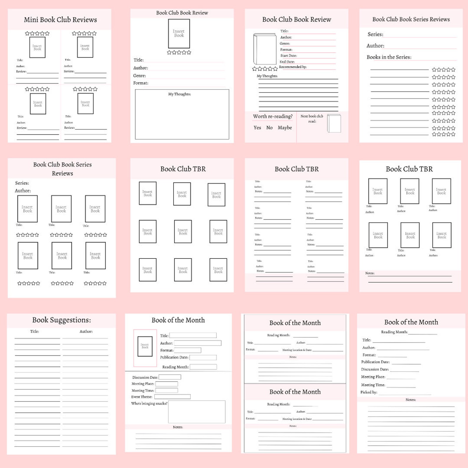 Book Club Sheets Printable | Reading Tracker Sheets | Easy Printable ...
