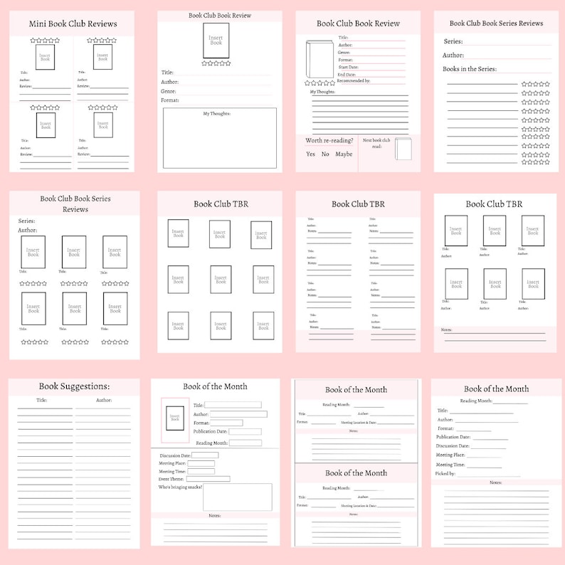 Book Club Sheets Printable | Reading Tracker Sheets | Easy Printable ...