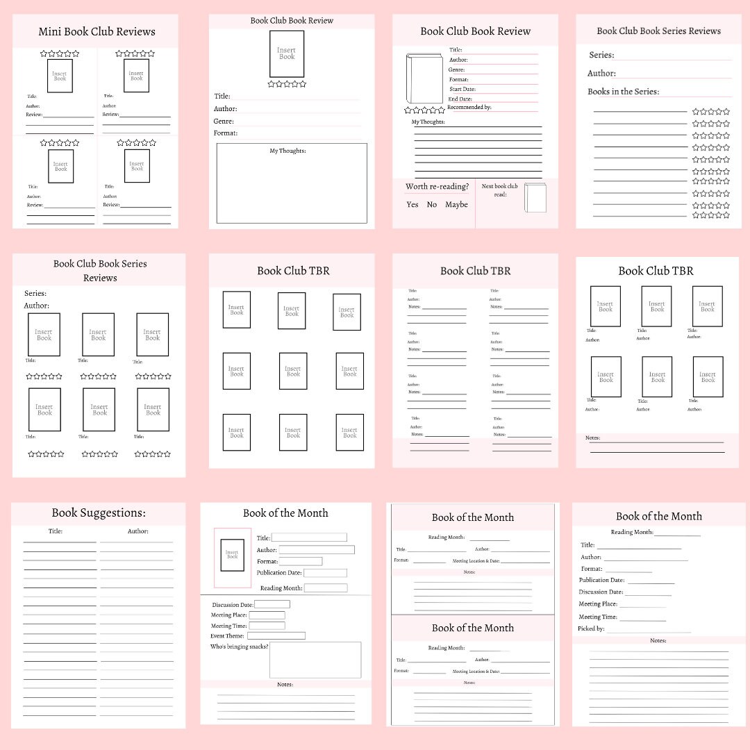 Book Club Sheets Printable Reading Tracker Sheets Easy Printable Book ...