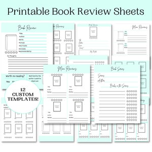 5 Book Review Sheets Bundle Printable | Reading Tracker Sheets | Easy ...