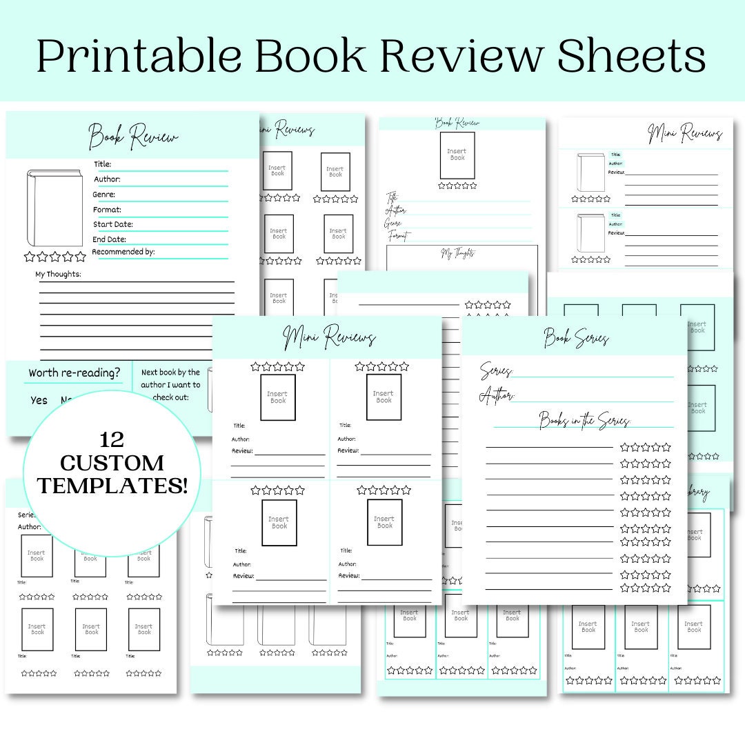 5 Book Review Sheets Bundle Printable Reading Tracker Sheets Easy ...