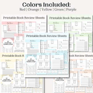 5 Book Review Sheets Bundle Printable | Reading Tracker Sheets | Easy ...