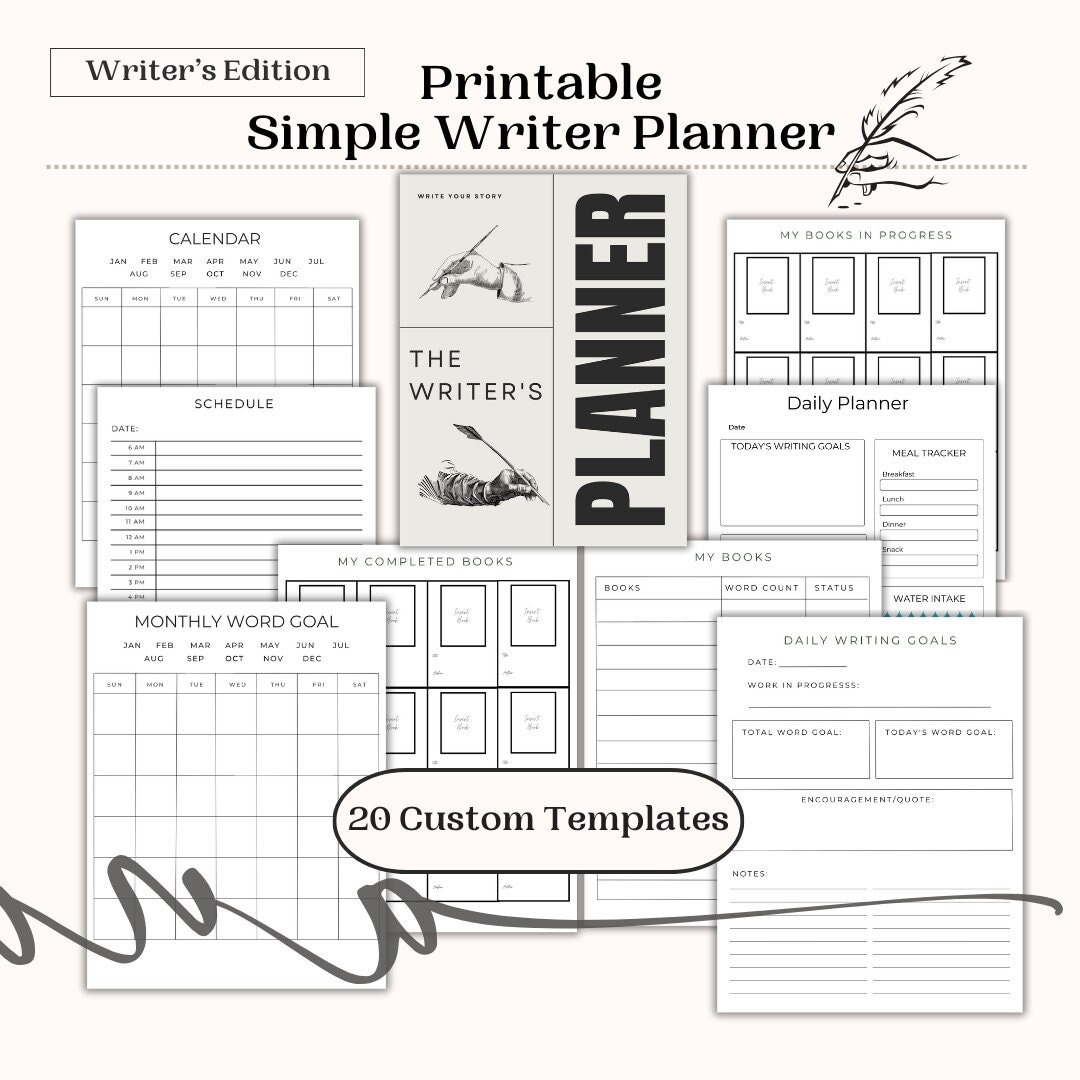 Simple Writer Planner Printable Writing Planner Digital Planner for ...