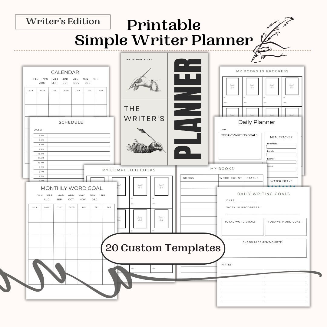 Simple Writer Planner Printable Writing Planner Digital Planner for ...