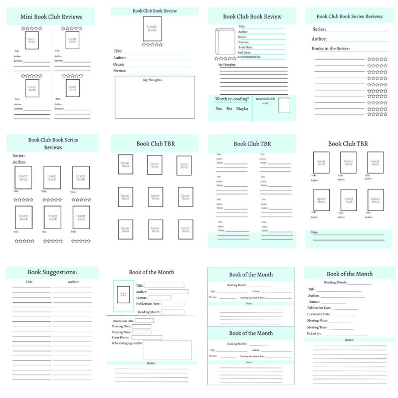 Book Club Sheets Printable | Reading Tracker Sheets | Easy Printable ...