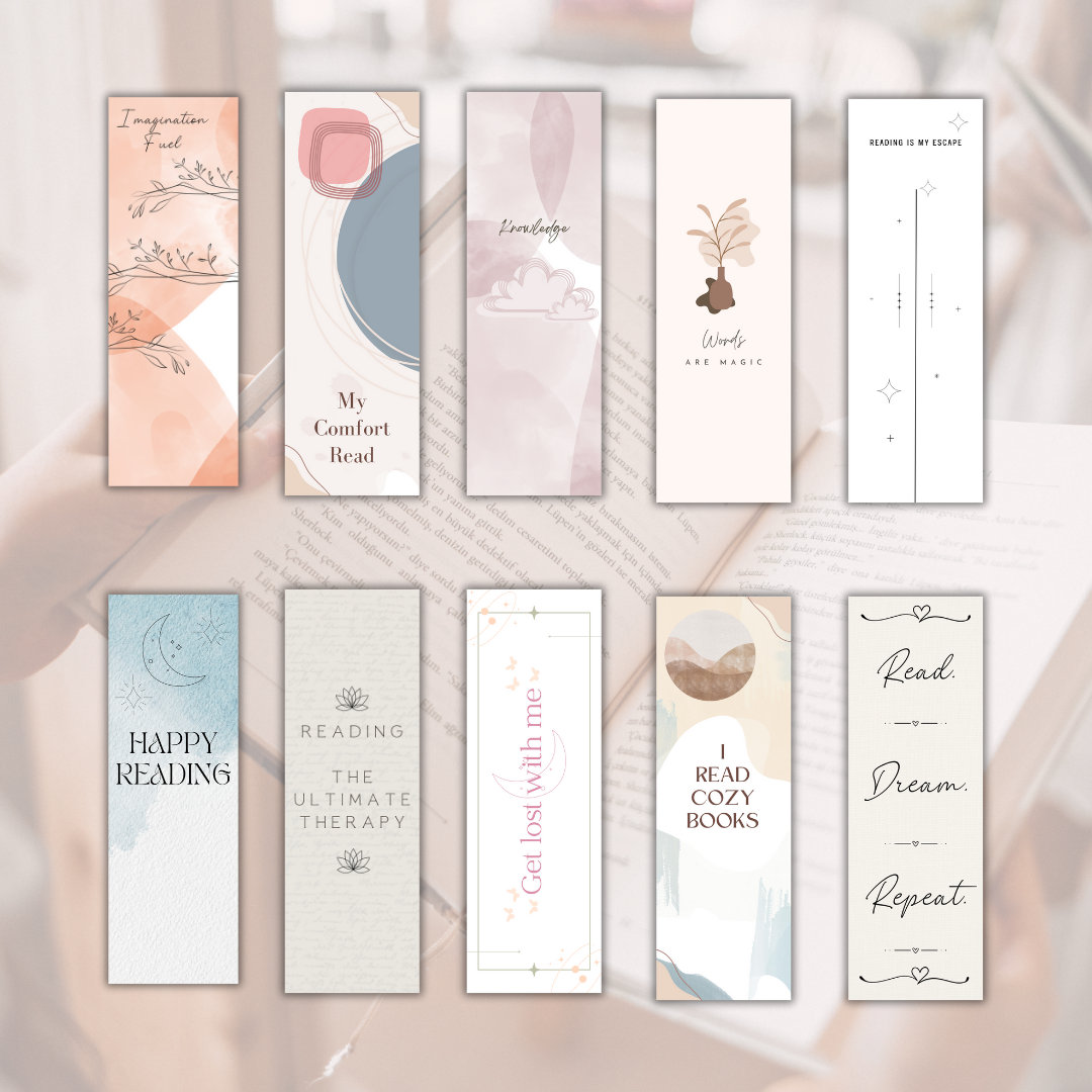 10 Minimalist Bookmark SVG Bookmarks Digital Book SVG Bookmark Quote ...