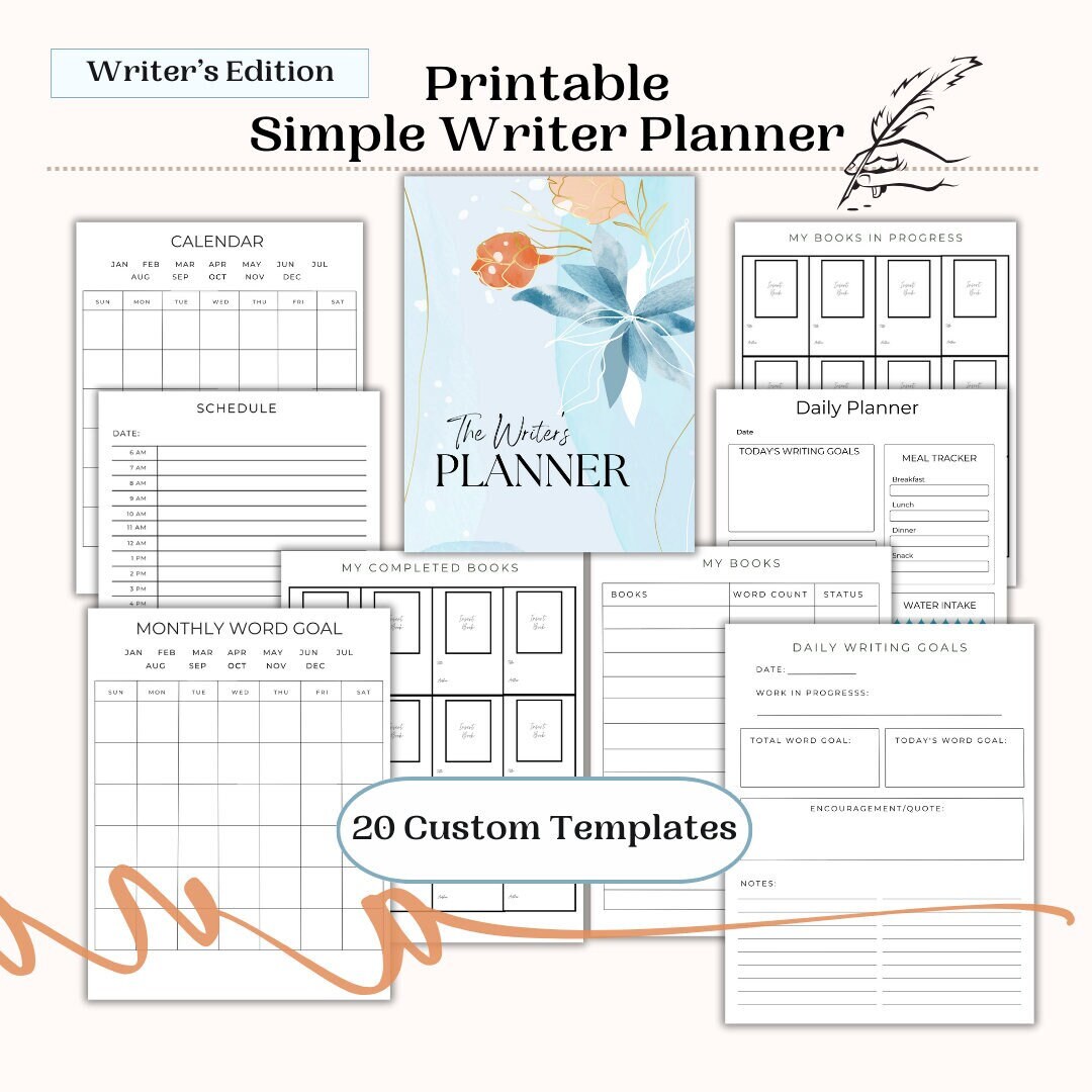 Simple Writer Planner Printable | Writing Planner | Digital Planner for ...
