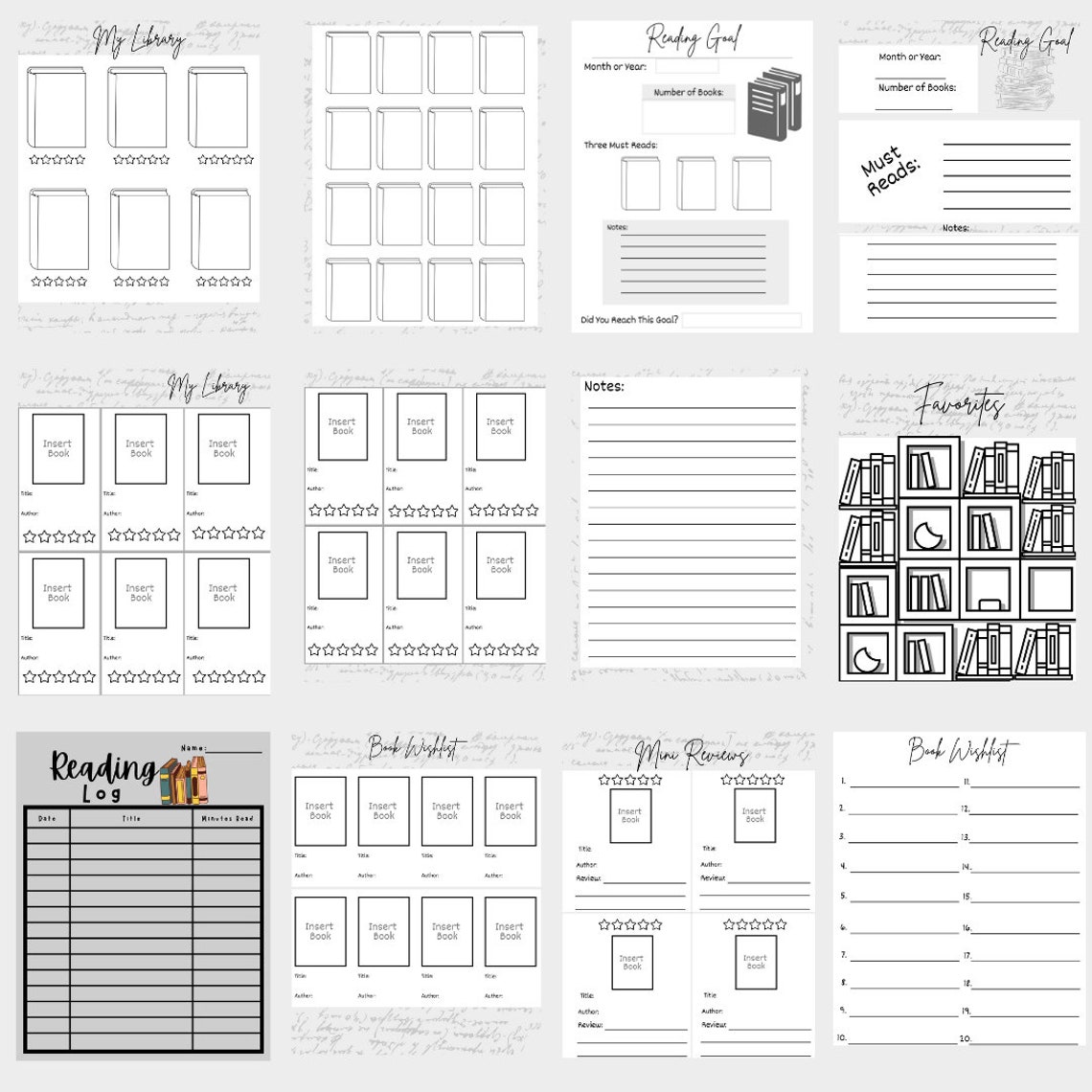 Grey Reading Journal Printable | Reading Tracker | Easy Printable Book ...