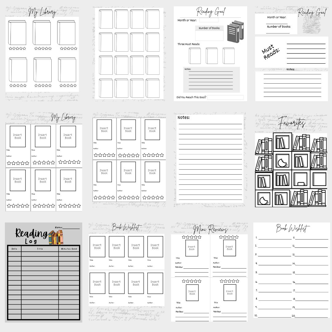 Grey Reading Journal Printable Reading Tracker Easy Printable Book ...