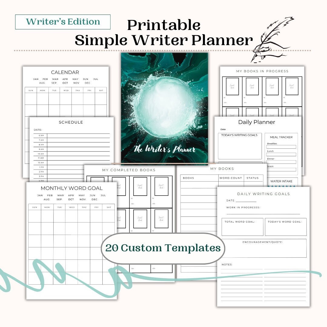 Simple Writer Planner Printable | Writing Planner | Digital Planner for ...