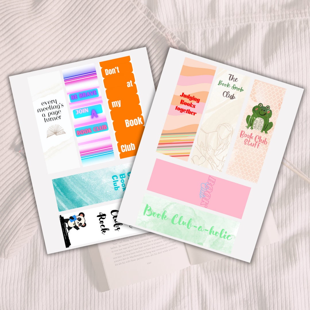 40 Book Club Bookmarks Printable | Bookmark PNG | Printable Bookmark ...