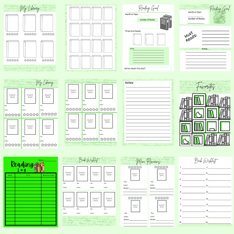 Green Reading Journal Printable | Reading Tracker | Easy Printable Book ...