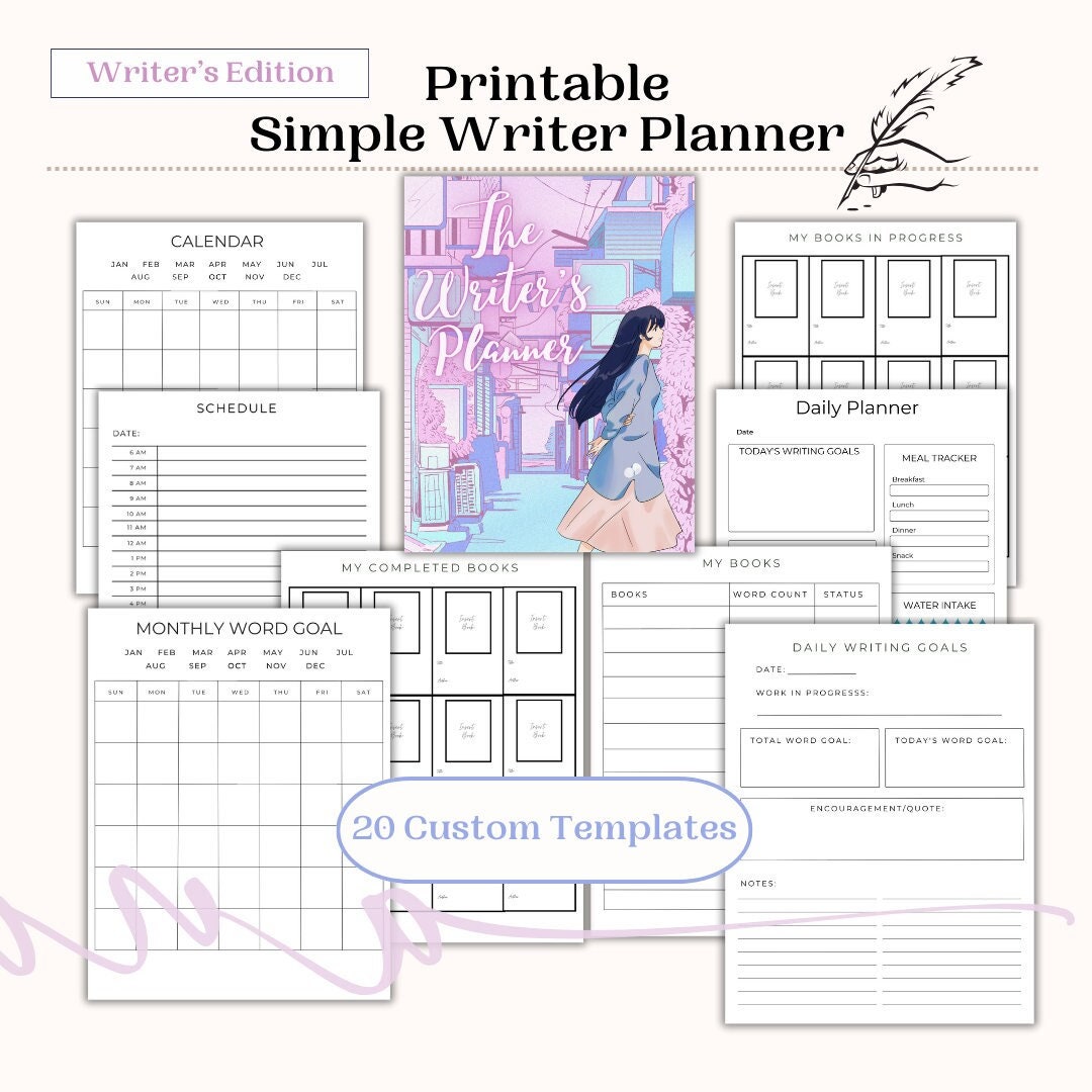 Simple Writer Planner Printable Writing Planner Digital Planner for ...