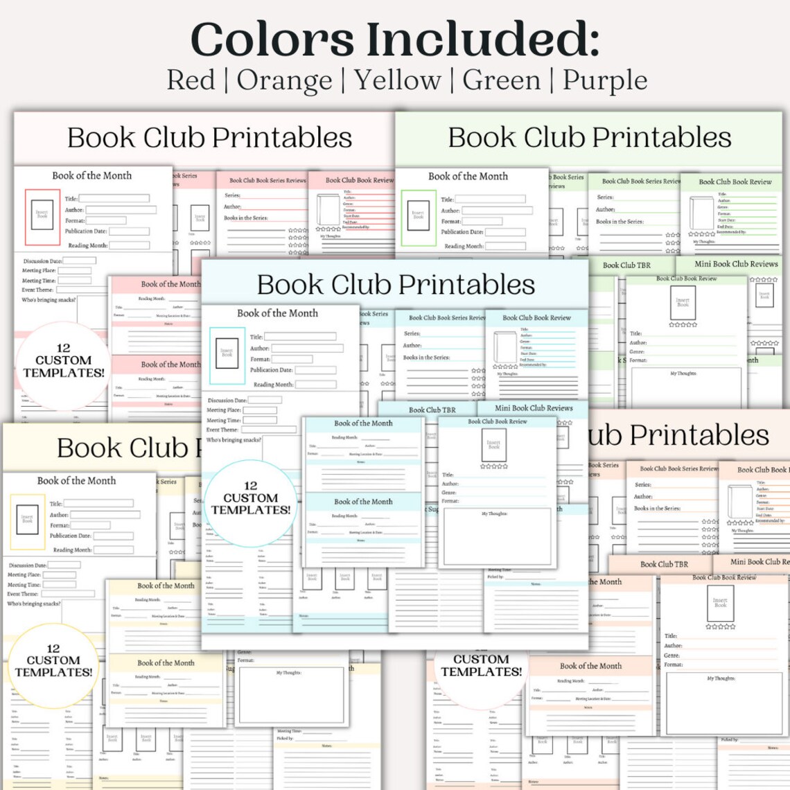 5 Book Club Sheets Bundle Printable Reading Tracker Sheets Easy ...
