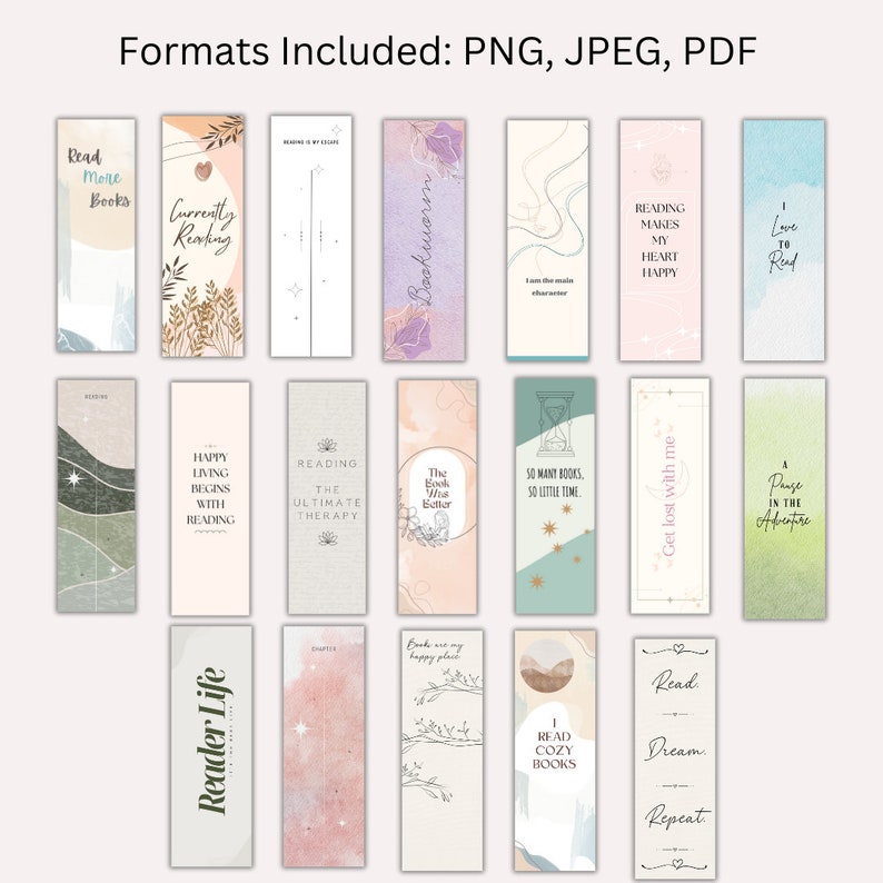 40 Minimalist Bookmarks Printable | Bookmark PNG | Printable Bookmark ...