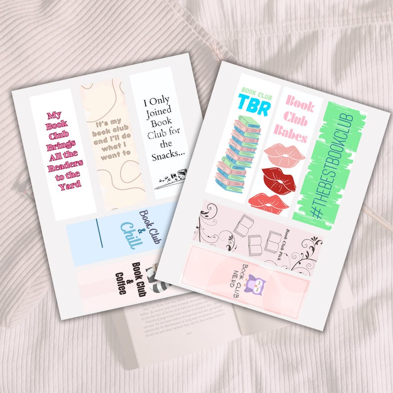 Book Club Bookmarks | 40 Printable Designs (PNG, JPEG, PDF) - Etsy