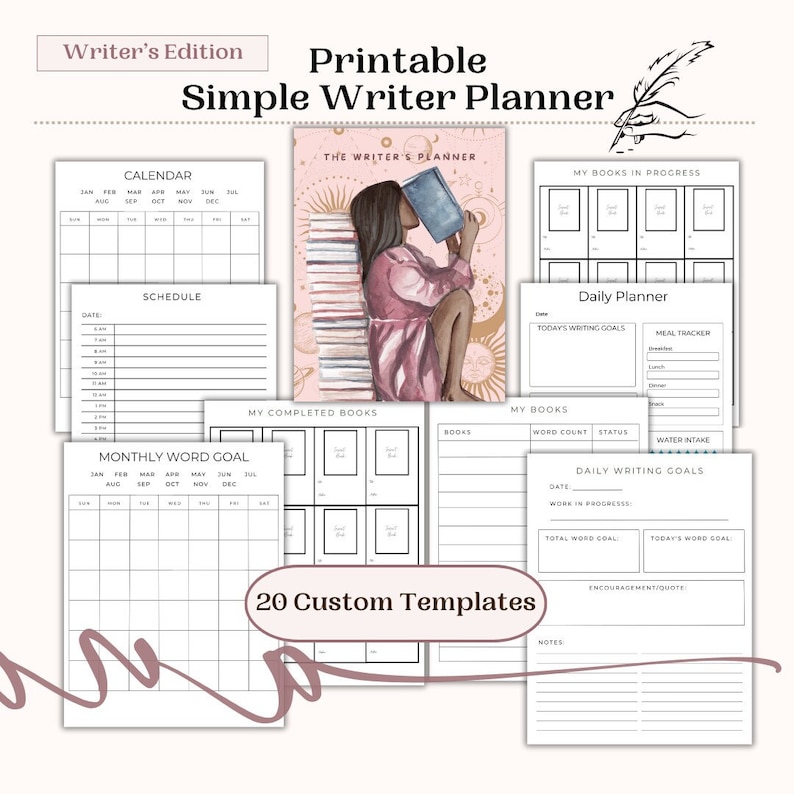 Simple Writer Planner Printable Writing Planner Digital Planner for ...