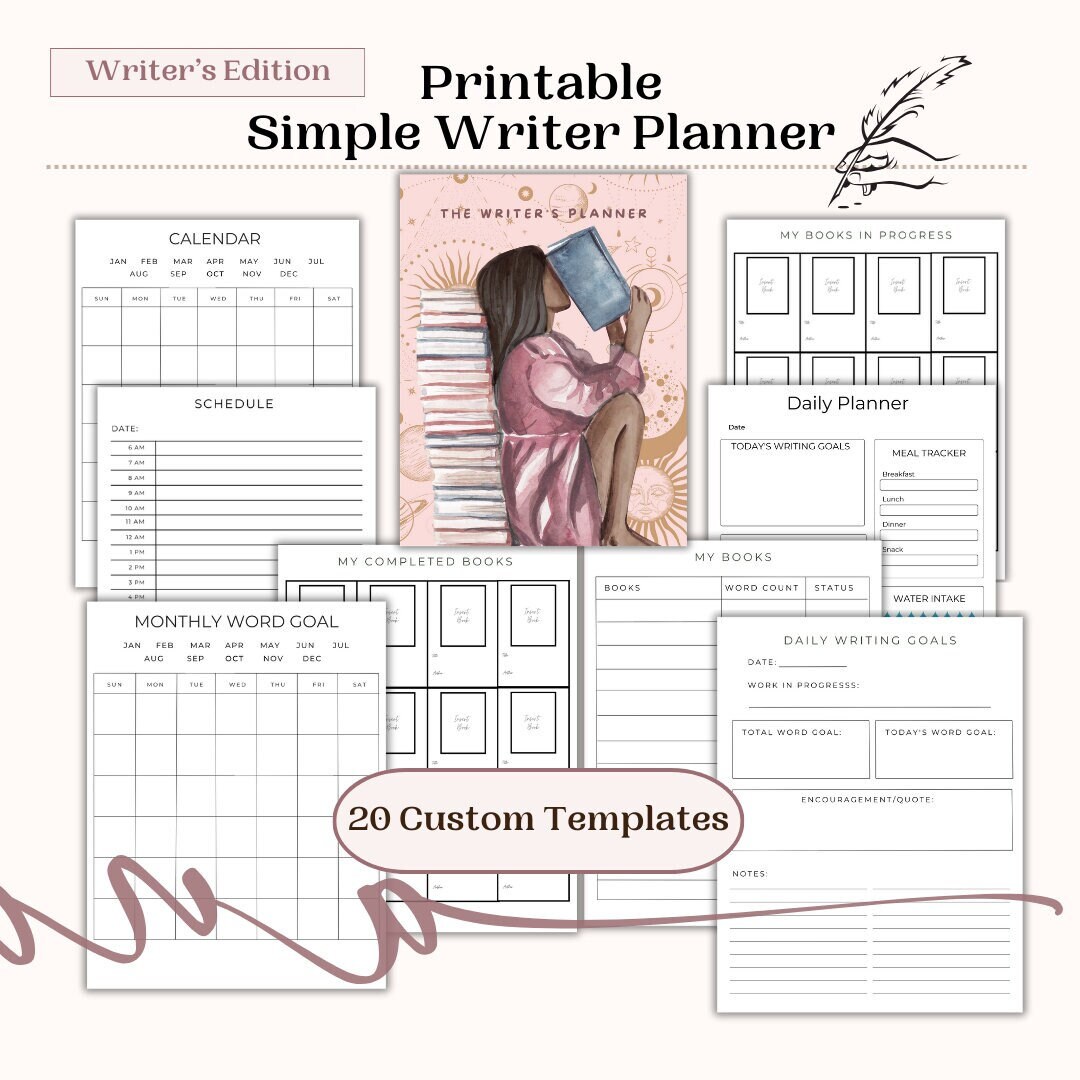 Simple Writer Planner Printable Writing Planner Digital Planner for ...
