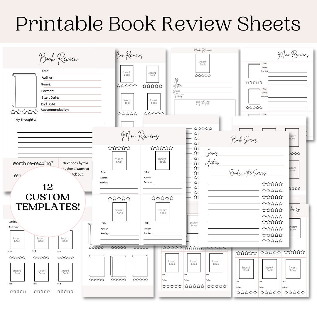 5 Book Review Sheets Bundle Printable Reading Tracker Sheets Easy ...