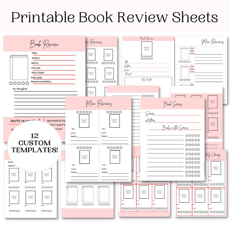5 Book Review Sheets Bundle Printable | Reading Tracker Sheets | Easy ...