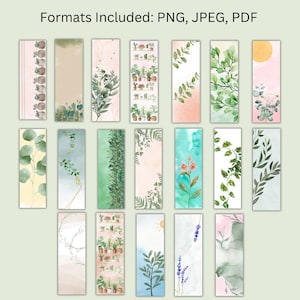40 Greenery Bookmarks Printable | Bookmark PNG | Easy Printable ...