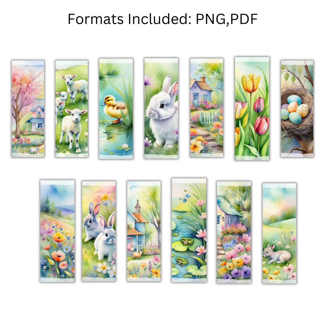 25 Pastel Spring Bookmarks Printable | Bookmark PNG | Printable ...