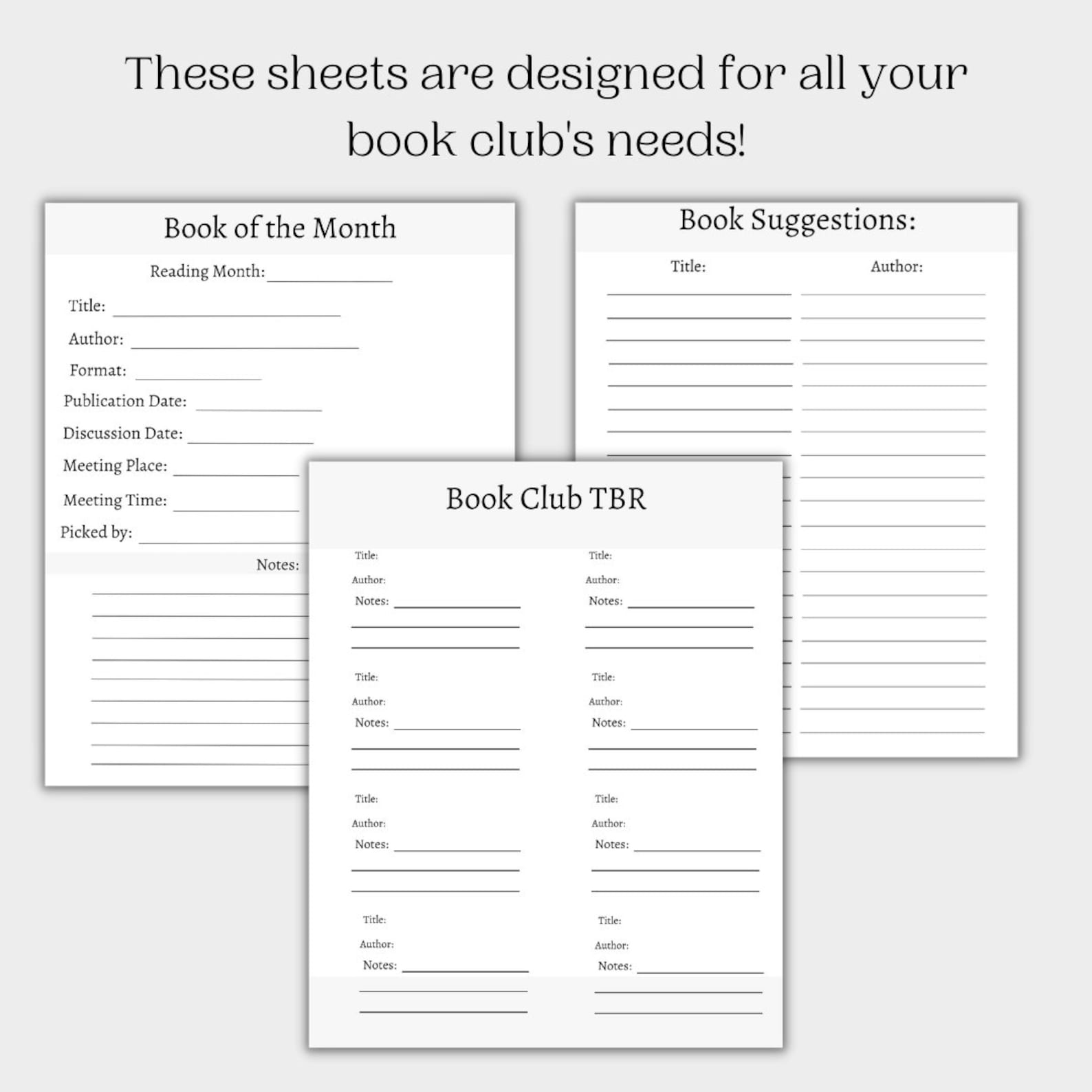 Book Club Sheets Printable | Reading Tracker Sheets | Easy Printable ...