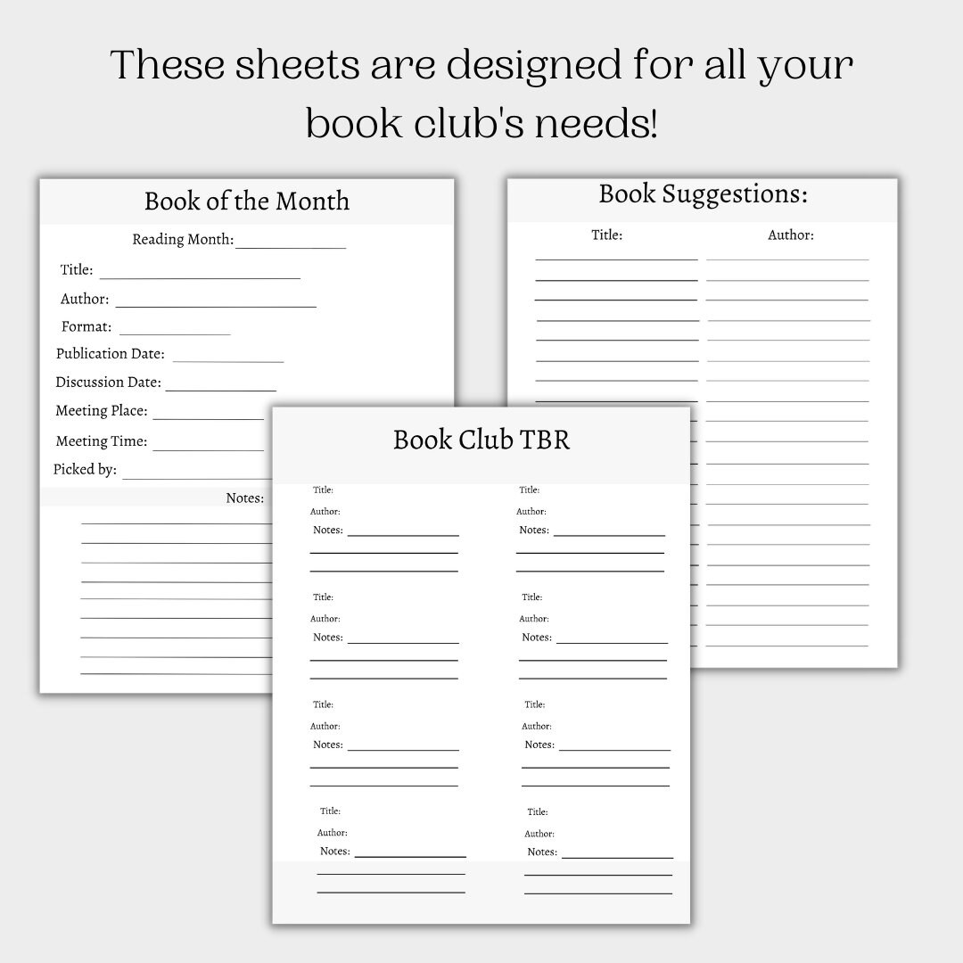 Book Club Sheets Printable | Reading Tracker Sheets | Easy Printable ...