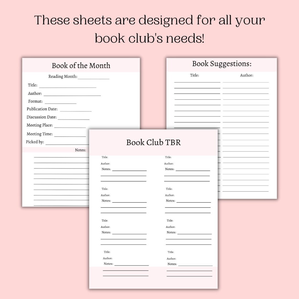 Book Club Sheets Printable | Reading Tracker Sheets | Easy Printable ...
