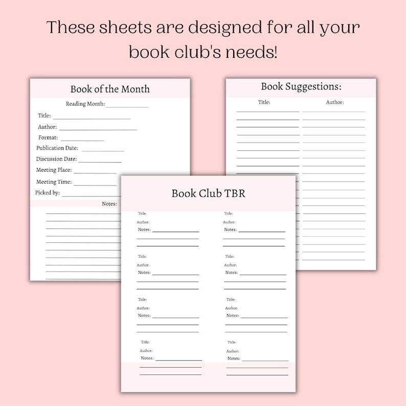 Book Club Sheets Printable Reading Tracker Sheets Easy Printable Book ...