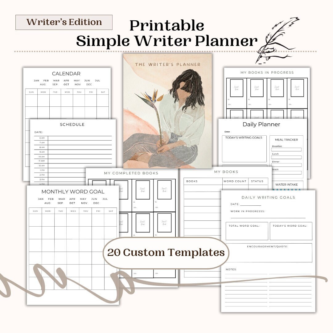 Simple Writer Planner Printable Writing Planner Digital Planner for ...
