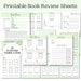 5 Book Review Sheets Bundle Printable Reading Tracker Sheets Easy ...