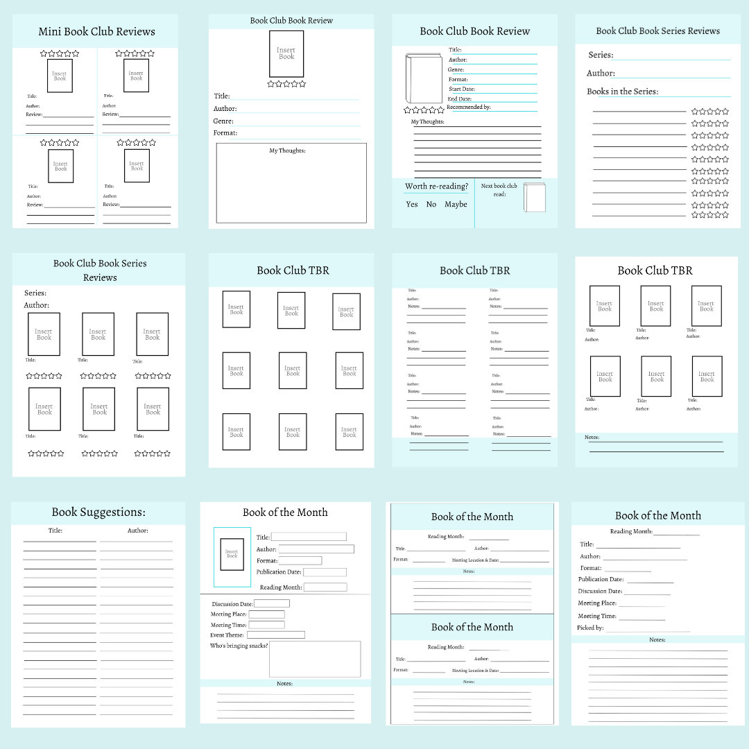 Book Club Sheets Printable | Reading Tracker Sheets | Easy Printable ...