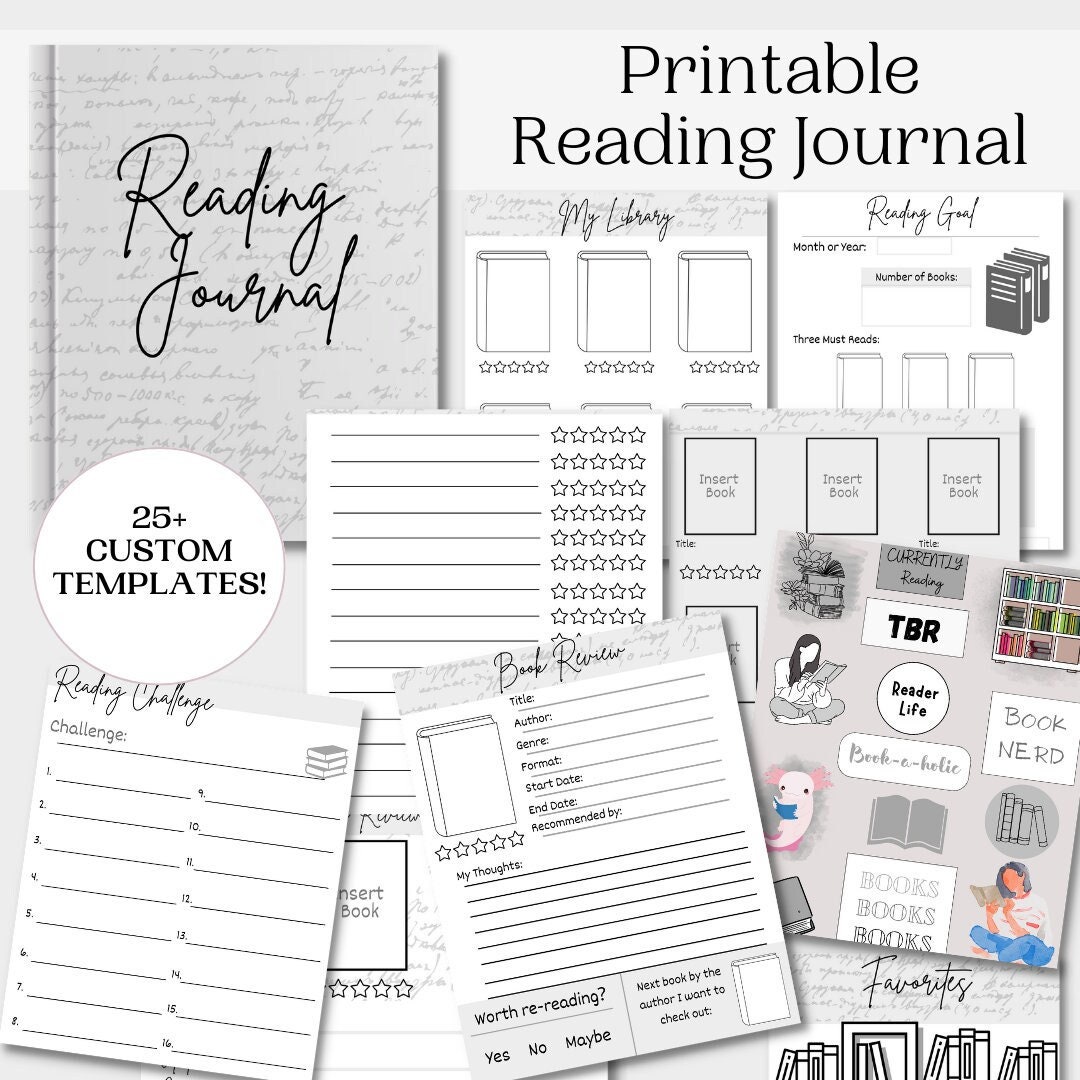 Grey Reading Journal Printable | Reading Tracker | Easy Printable Book ...
