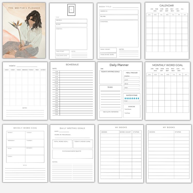 Simple Writer Planner Printable | Writing Planner | Digital Planner for ...