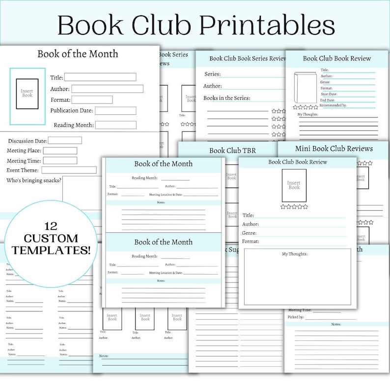 Book Club Sheets Printable Reading Tracker Sheets Easy - Etsy