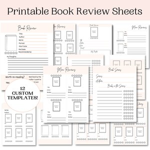 5 Book Review Sheets Bundle Printable | Reading Tracker Sheets | Easy ...