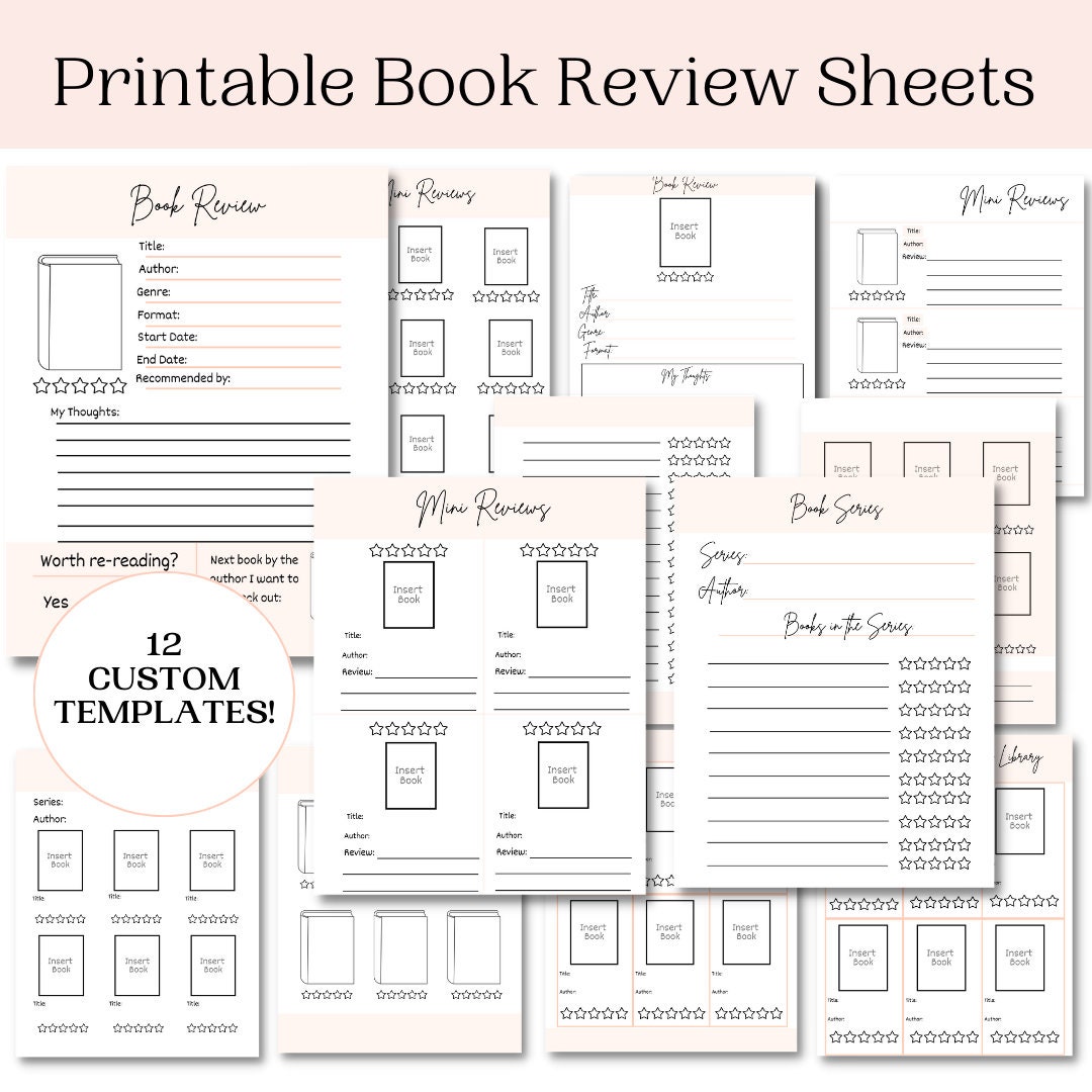 5 Book Review Sheets Bundle Printable Reading Tracker Sheets Easy ...