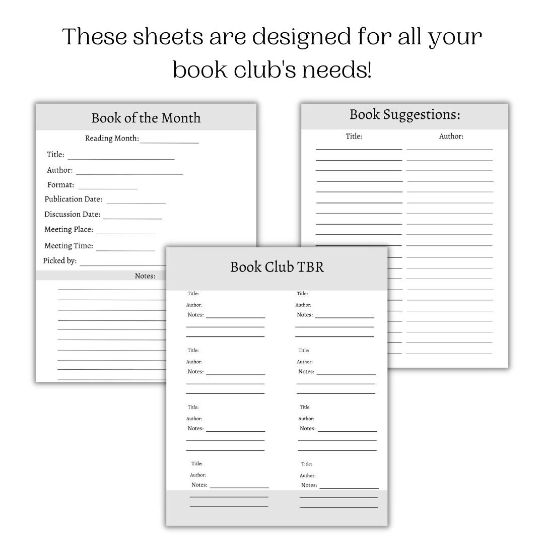 Book Club Sheets Printable | Reading Tracker Sheets | Easy Printable ...