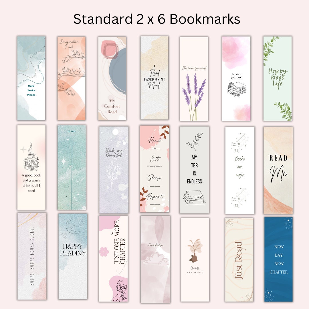 40 Minimalist Bookmarks Printable | Bookmark PNG | Printable Bookmark ...
